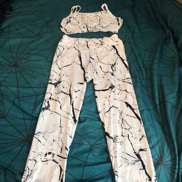 Intimates & Sleepwear | Silky White Marble Lounge Set | Poshmark